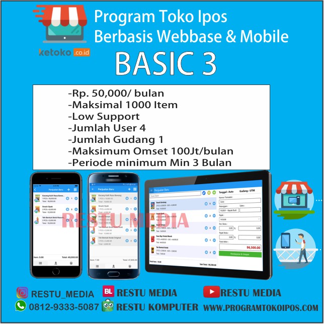 Jual Ketoko.co.id basic 3 - Program Toko Ipos berbasis Web dan Mobile App | Shopee Indonesia