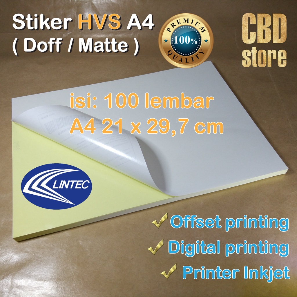 Jual Stiker HVS A4 100 lembar Sticker HVS A4 21 x 29,7 cm merek Lintec ...