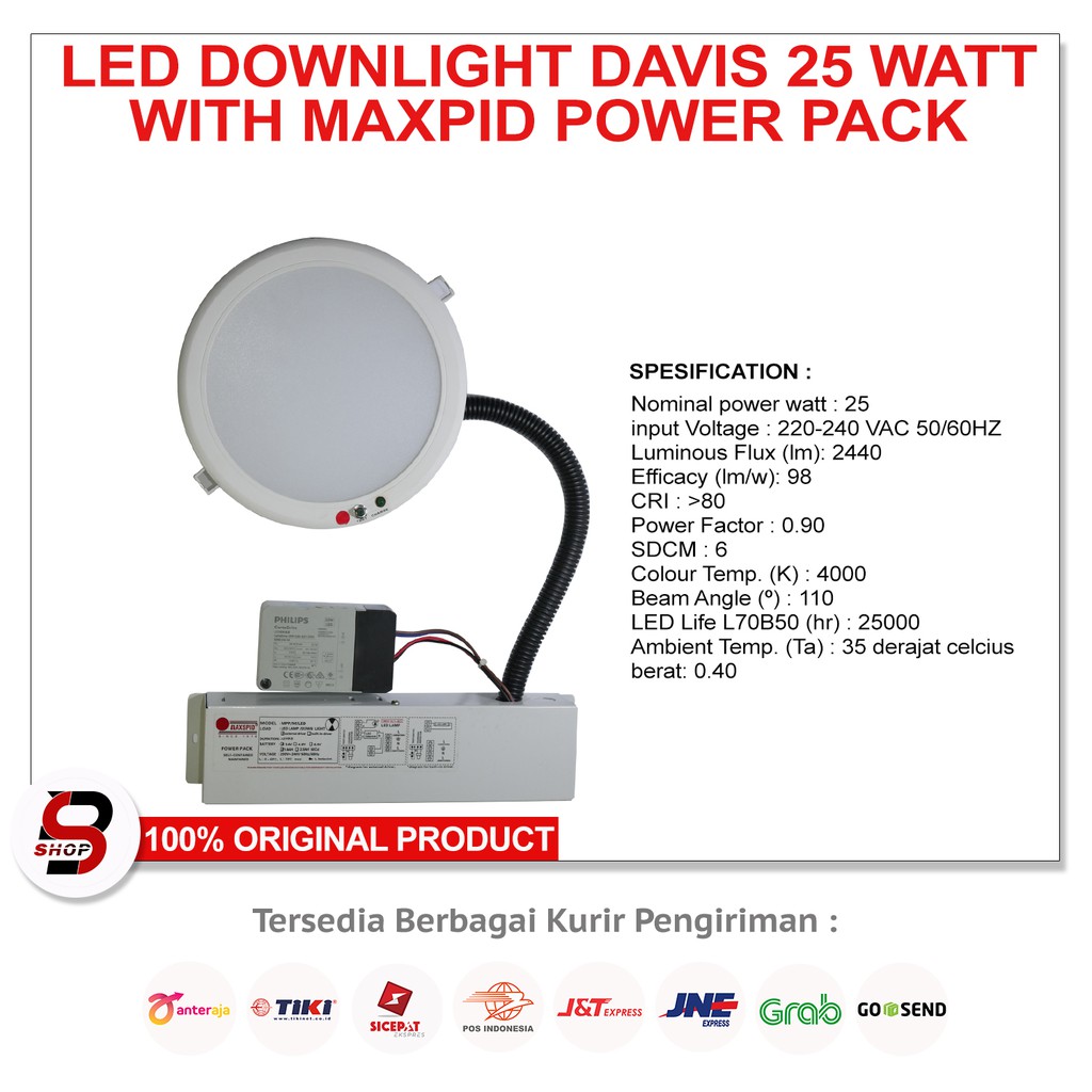 Jual Lampu LED Downlight Davis 25 Watt With Maxspid Power Pack | Shopee ...