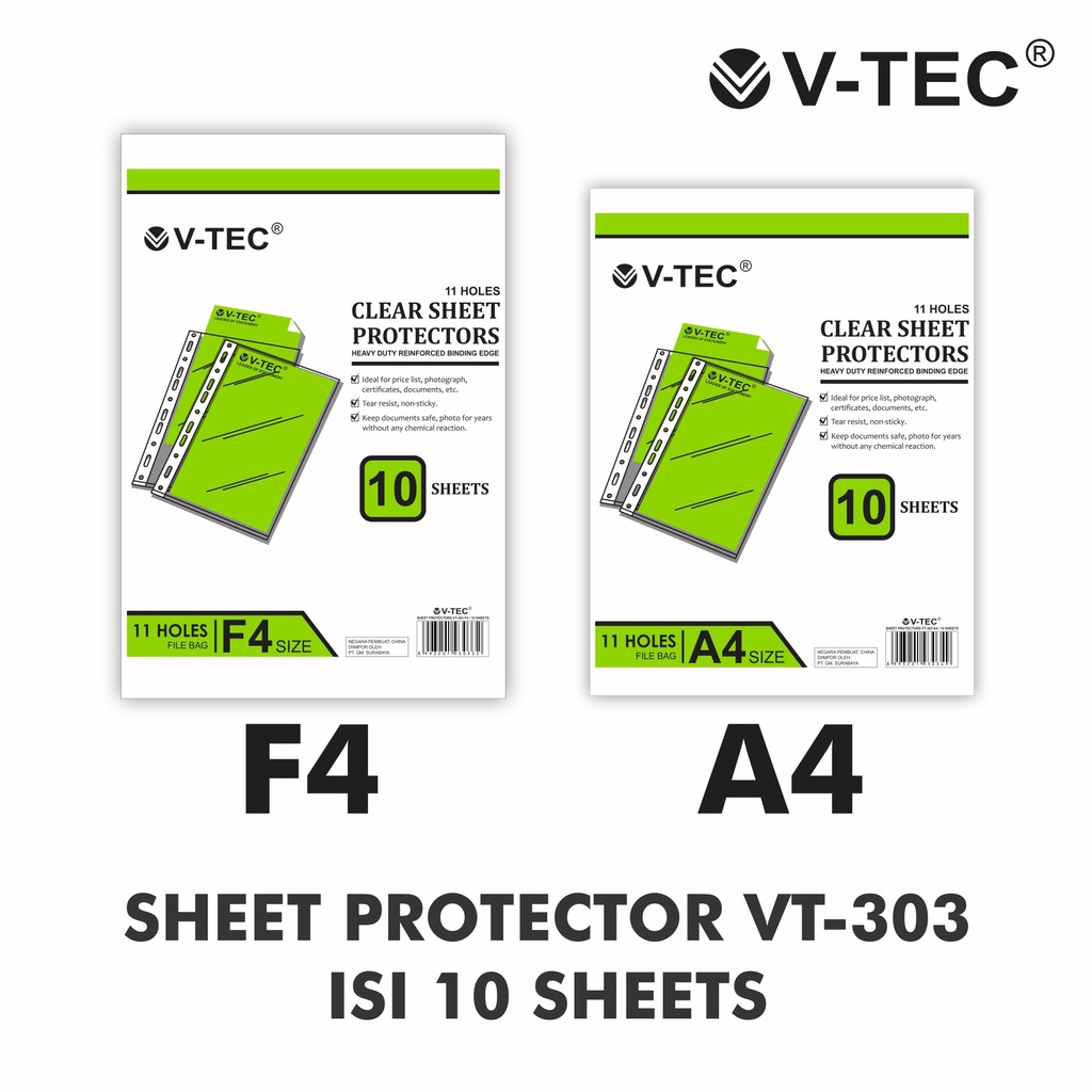 Jual V-TEC SHEET PROTECTOR A4 & FOLIO / 1 PCK ISI 10 LBR | Shopee Indonesia