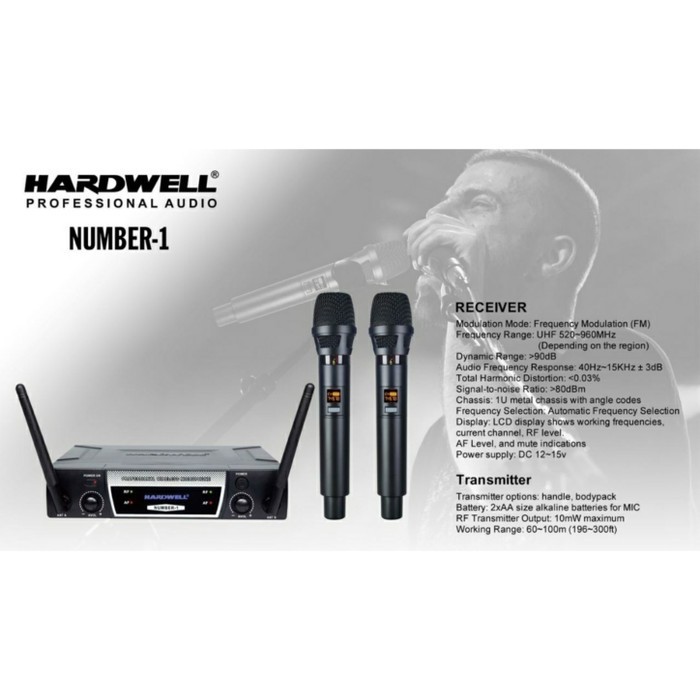 Jual Mic Wireless Hardwell Number 1 Original Dual Microphone Handle ...