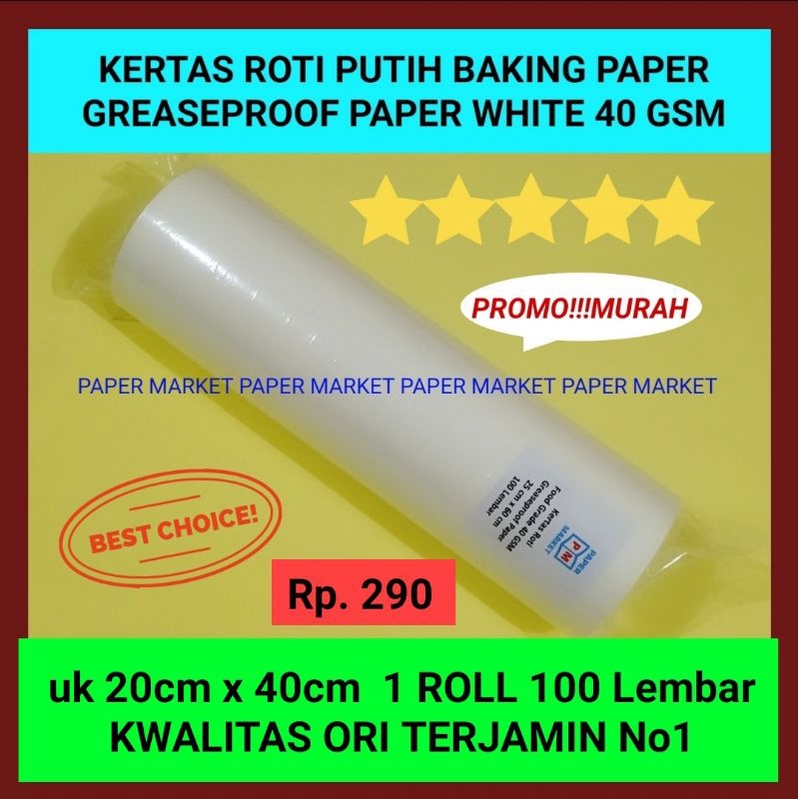 Jual KERTAS ROTI PUTIH GREASEPROOF PAPER-WHITE-Ukuran 20cm x 40cm-Tebal ...