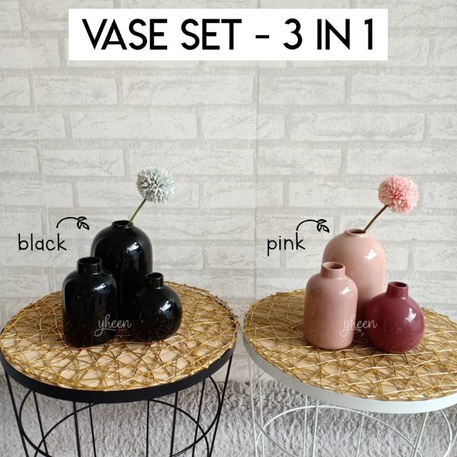 Jual Vase Set 3in1 /Set Vas Keramik / Set Vas isi 3 (FREE BUNGA ...