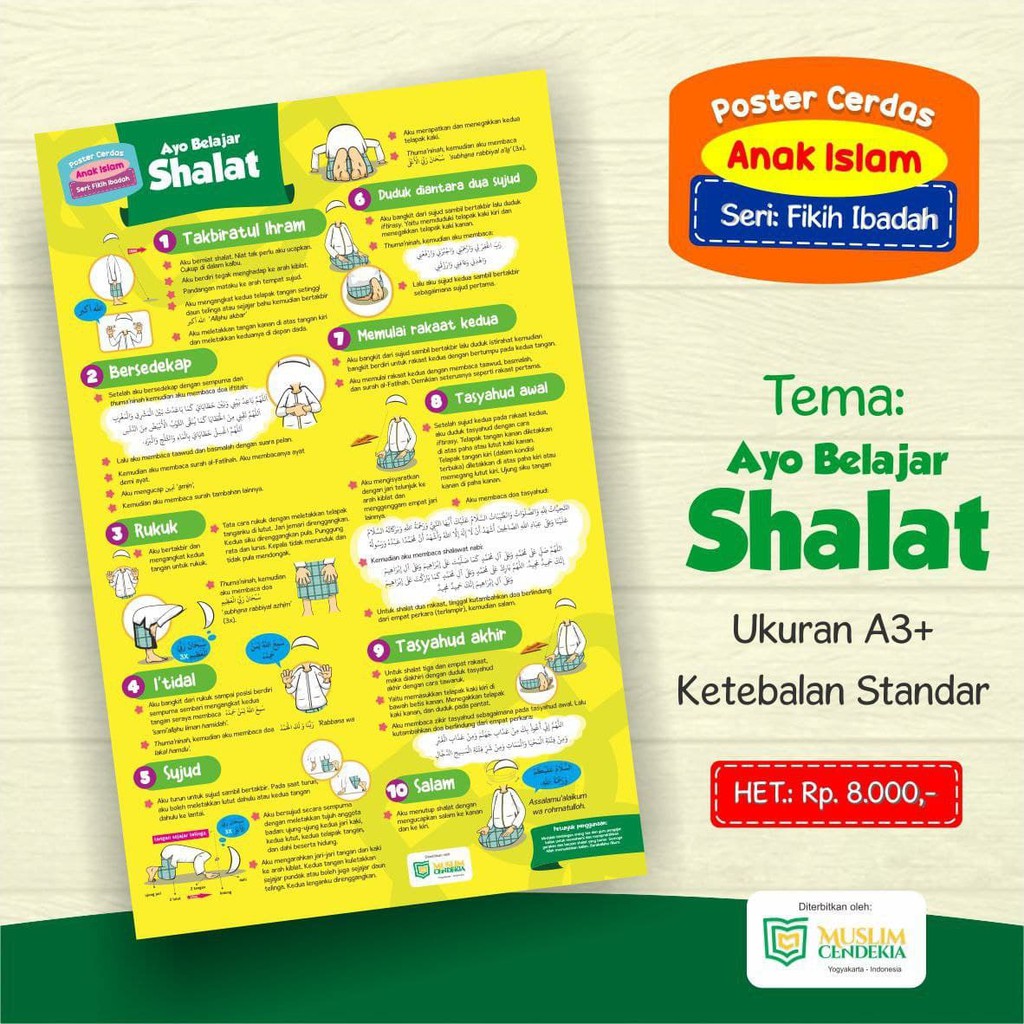 Jual Poster Edukasi Anak Islam TEMA Ayo Belajar Sholat | Shopee Indonesia