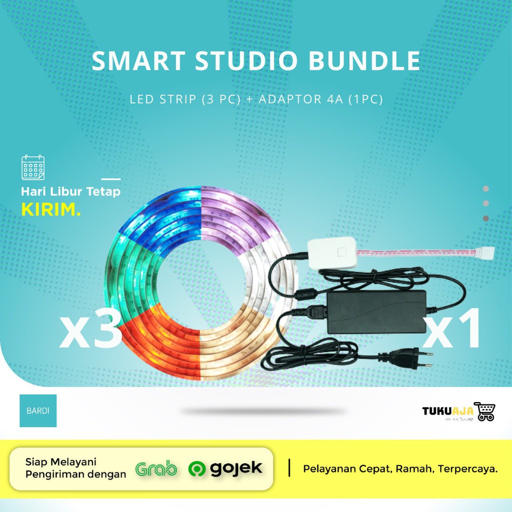 Jual Bardi Smart Studio Bundle - 3 LED strip & 1 Adaptor 4A | Shopee ...