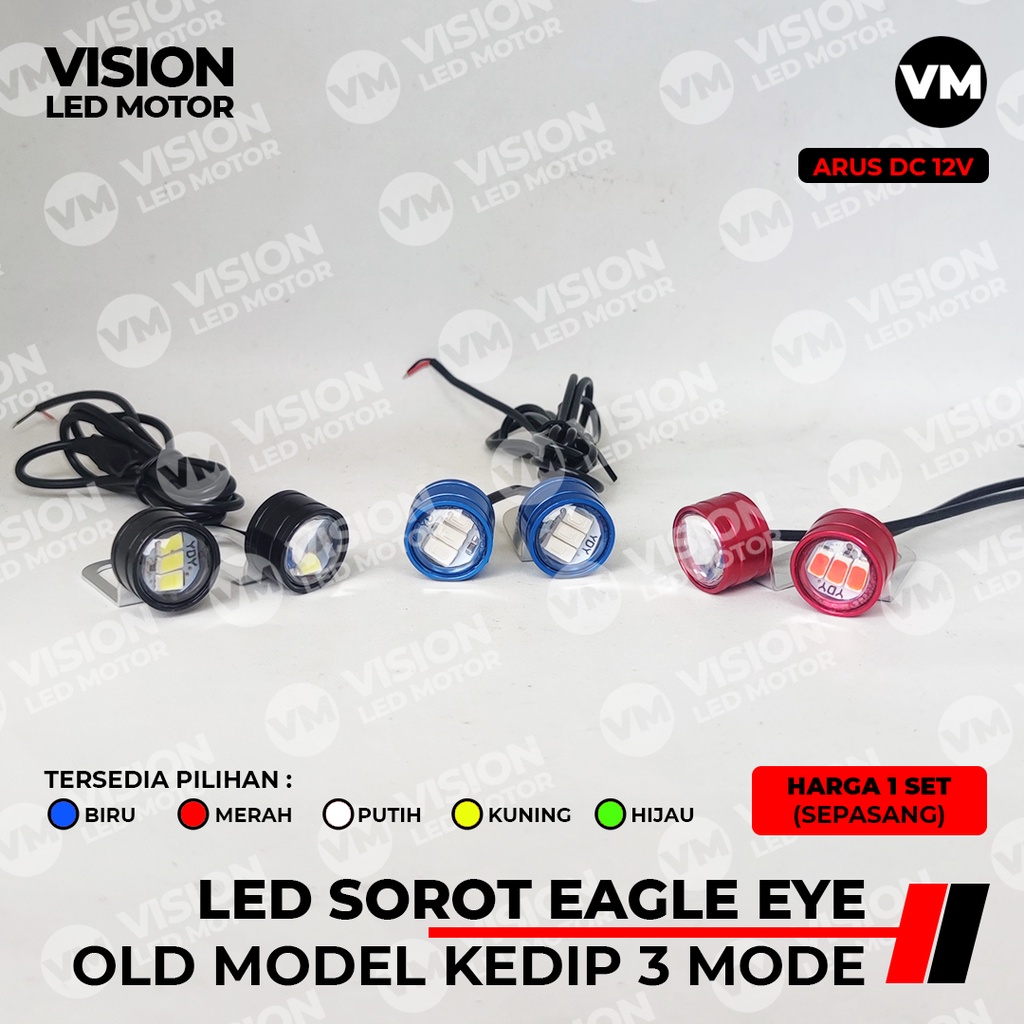 Jual Werace Lampu LED Sorot Eagle Eye / mata elang Old Flashing Kedip 3 mode / Mata Elang OLD No ...
