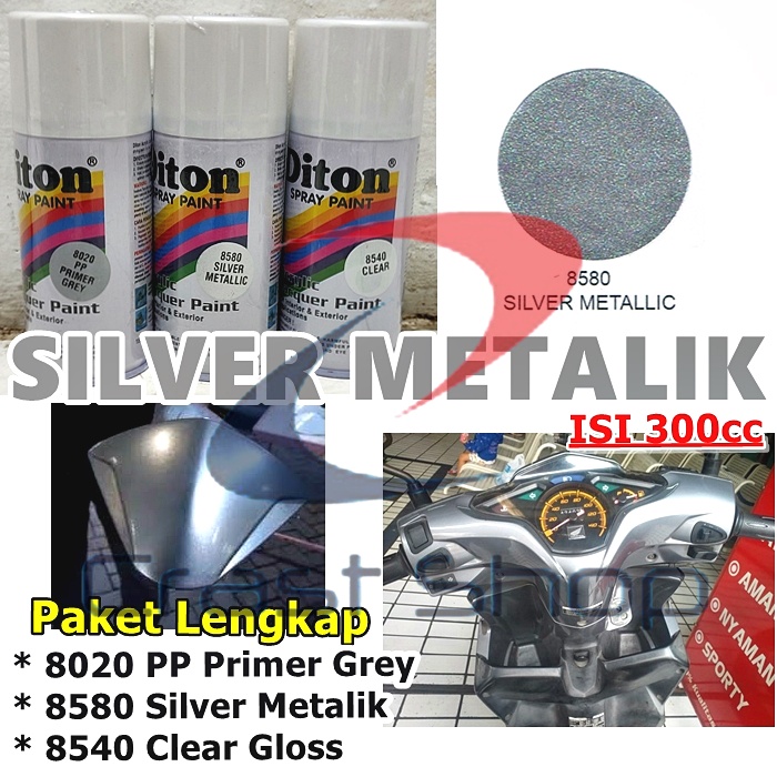 Jual Paket Lengkap Cat Pilox Diton 8580 Silver Metallic 300cc Warna ...