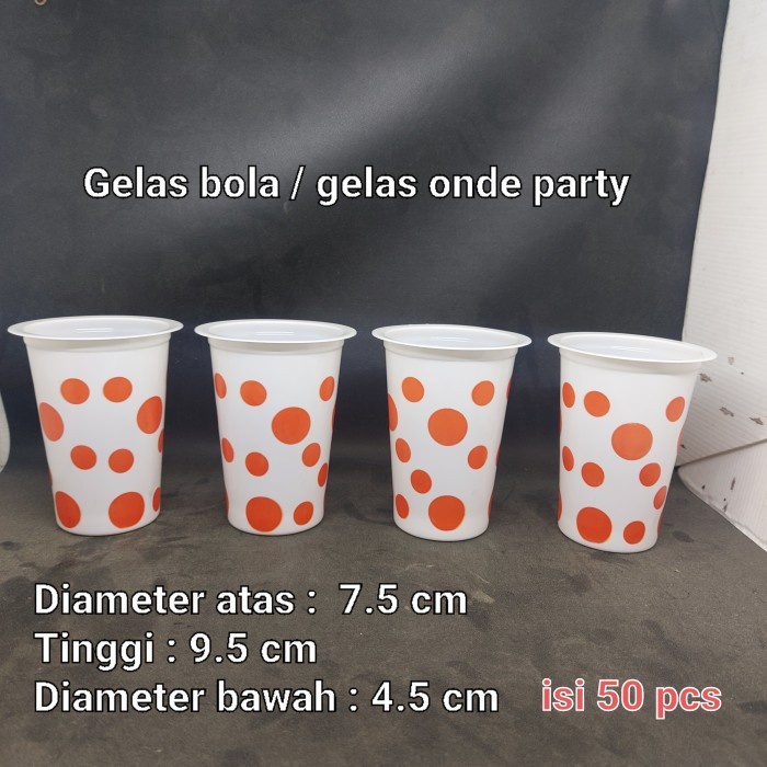 Jual Gelas Plastik Onde / Polkadot / bola-bola / party isi 50 pcs ...