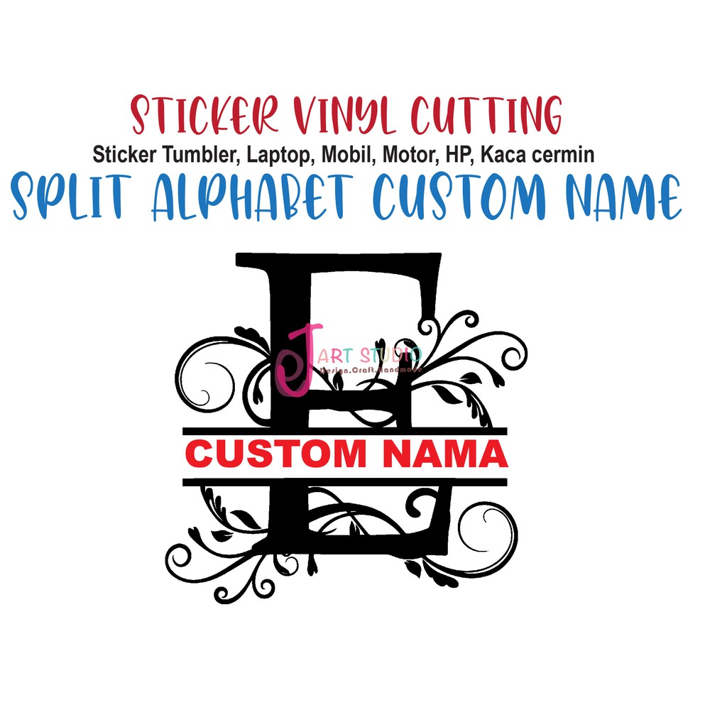 Jual Custom Sticker Nama Initial Alphabet Batik / Custom Sticker ...