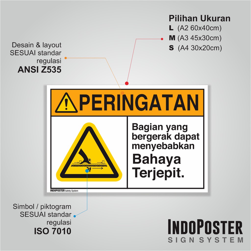 Jual Stiker Safety Sign Rambu K3 ANSI Bahaya Terjepit Bagian Yang ...