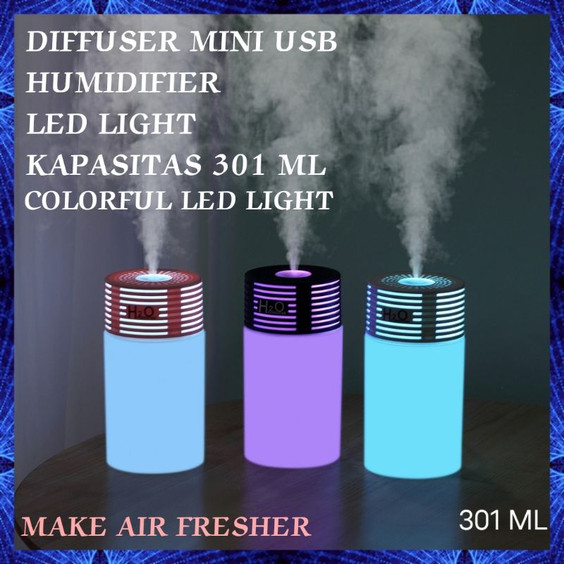 Jual Mini Humidifier Diffuser 300Ml 3 Colorful LED Light AROMA THERAPY ...