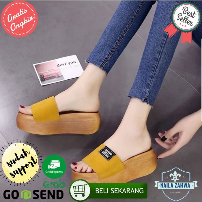 Jual SANDAL WEDGES MR113 KUNYIT - Kuning | Shopee Indonesia