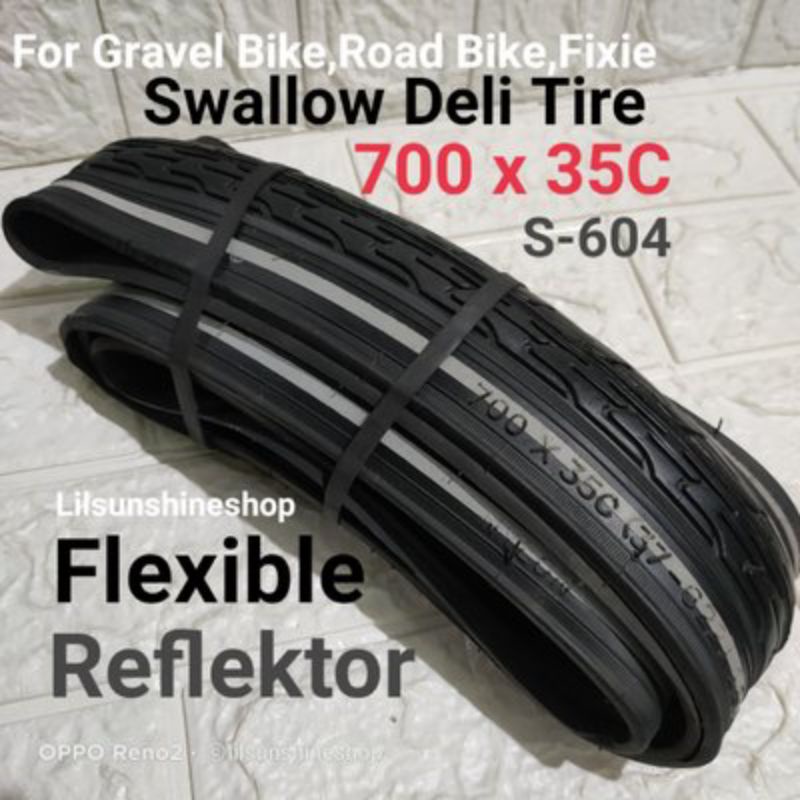 Jual Ban Luar Swallow Deli Tire 700x35C S-604 Flexible Garis Reflektor For Gravel Bike Roadbike ...