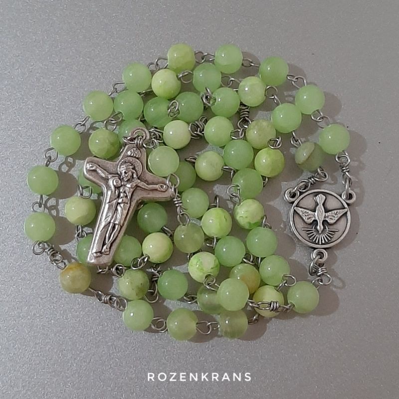 Jual ROSARIO MANIK BATU ALAM GREEN LIME JADE CHALCEDONY 6MM | Shopee ...