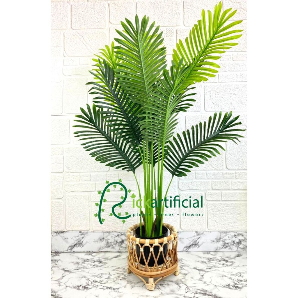 Jual Pohon Daun Palem T130 Latex Artificial Cover Pot Standing Rotan ...