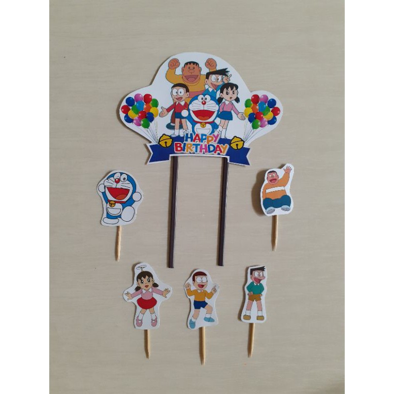 Jual TOPPER DORAEMON / HIASAN KUE DORAEMON / CAKE TOPPER HAPPY BIRTHDAY ...