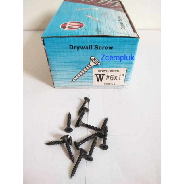 Jual Sekrup Gypsum / Drywall Screw 6x1" 1000 Pcs Merk W | Shopee Indonesia