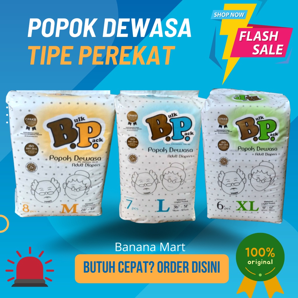Jual BP Popok Dewasa Perekat M, L, XL Bulk Pack Adult Diapers Pempers Pempes Lansia Manula ...