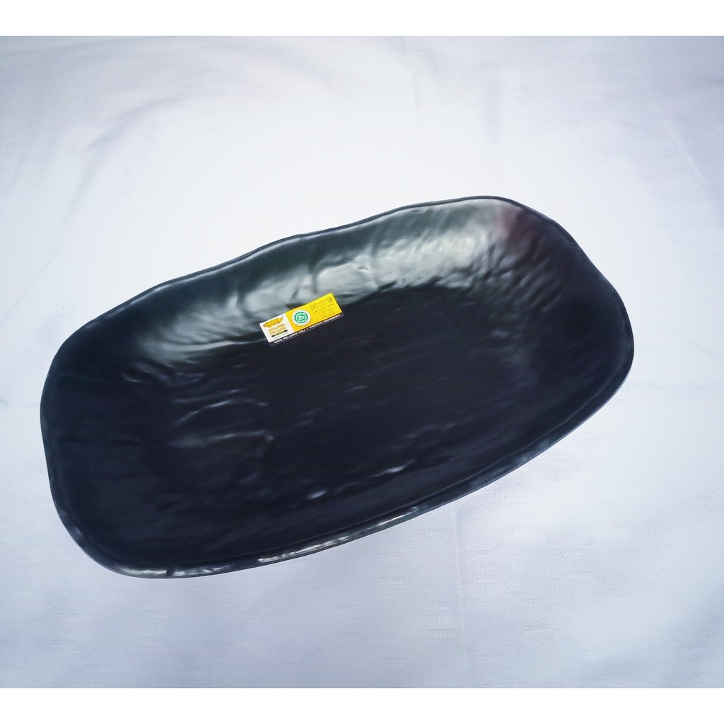 Jual Golden Dragon Melamine Tembikar Piring Oval Cekung Hitam 10in ...