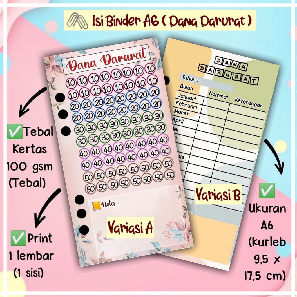 Jual Dana Darurat | Kertas Binder A6 | Shopee Indonesia