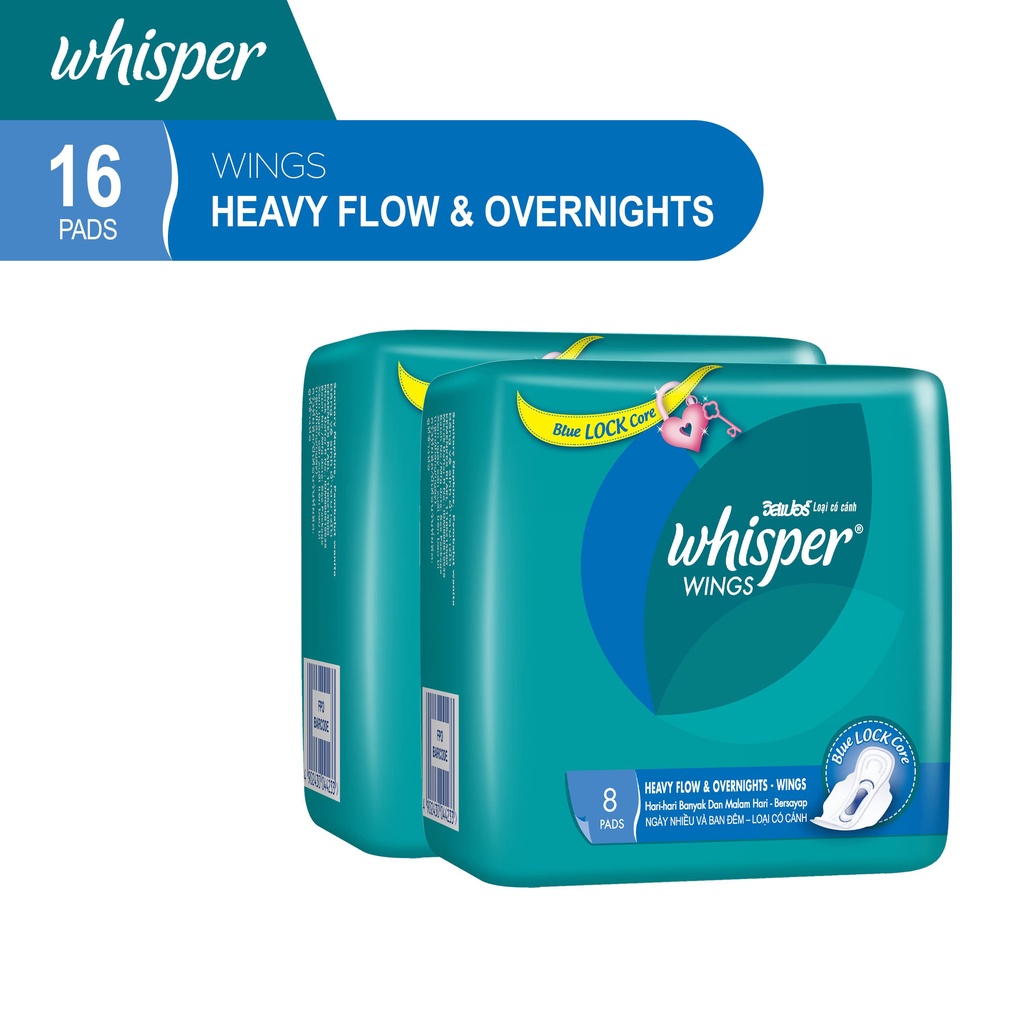 Jual Whisper Pembalut Heavy Flow & Overnight Wings - Isi 8 Paket Isi 2 ...