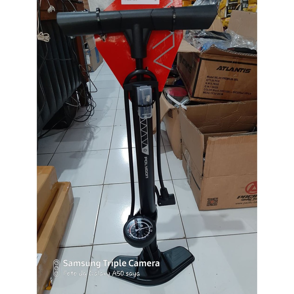 Jual POMPA LANTAI SEPEDA / FLOOR PUMP POLYGON STEEL STX DUAL HEAD 160 ...