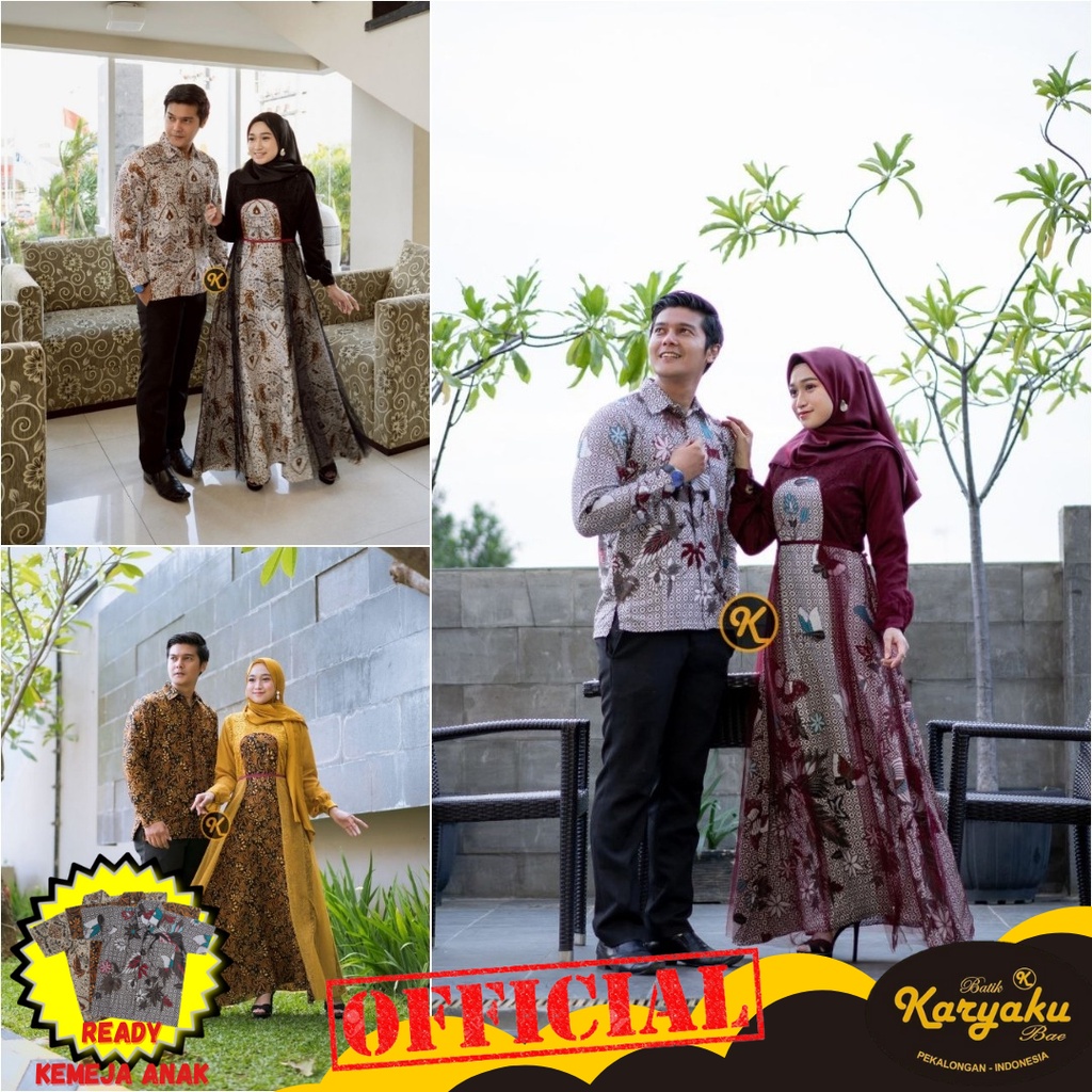 Jual Baju Couple Pasangan Terbaru 2021 Batik Gamis Kebaya Kapel Keluarga Suami Istri Batik ...