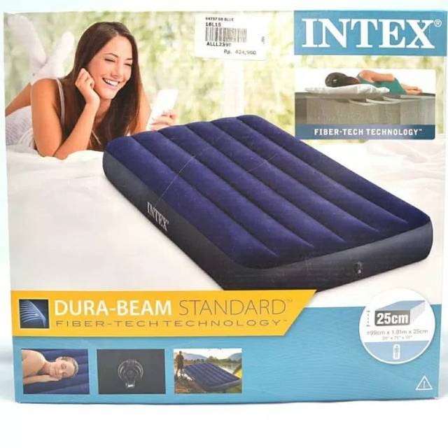 Jual SURABAYA INTEX Kasur Angin Twin Dura-Beam Airbed Blue 64757 | Shopee Indonesia