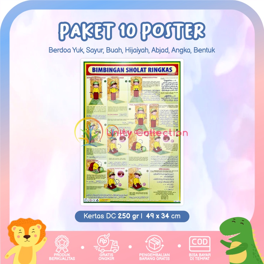 Jual 10 Poster Tempel Dinding Edukasi Anak Belajar Abjad ABC, Hewan ...