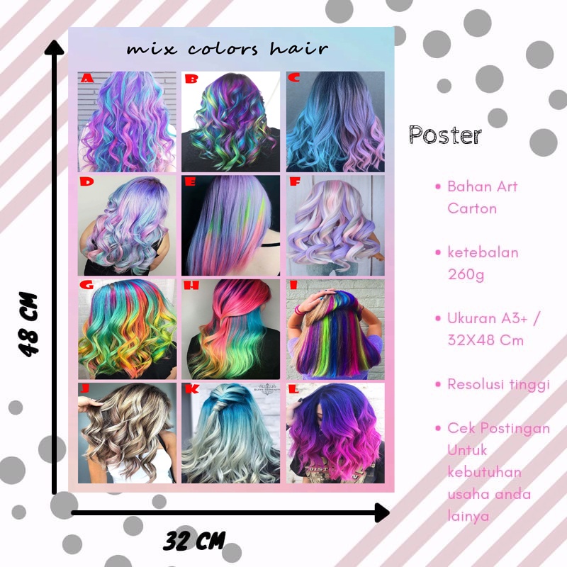 Jual poster salon warna rambut / poster warna rambut wanita terbaru ...