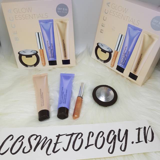 Jual Becca glow essential kit( firstlight,backlight,gloss,moonstone ...