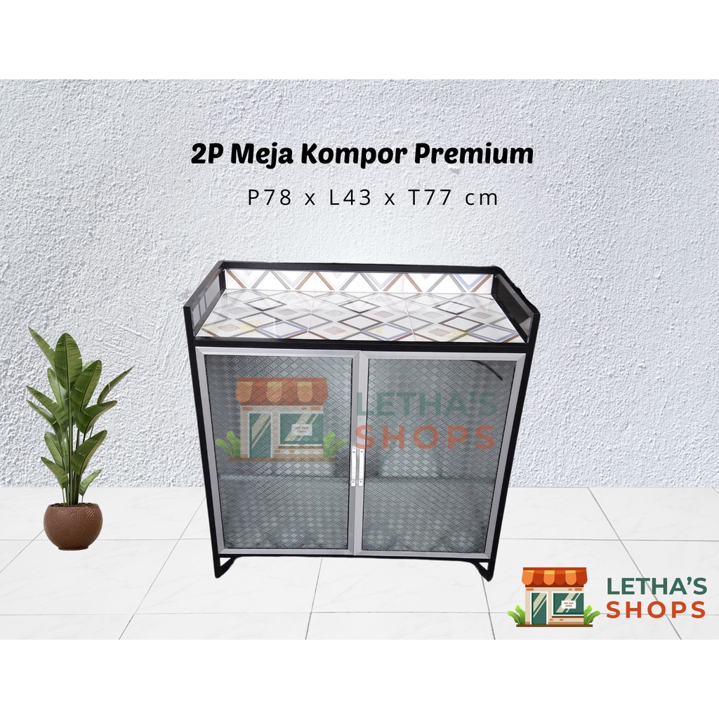 Jual MEJA / RAK KOMPOR TIANG HITAM PREMIUM SAMPING & BAWAH KERAMIK 2 ...