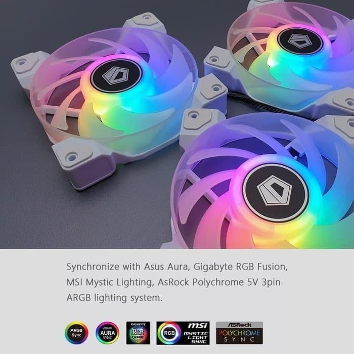 Jual ID Cooling DF-12025 ARGB Snow Trio - 120mm Cooling Fan PWM Gaming Case | Shopee Indonesia