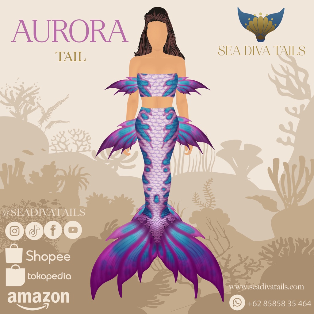 Jual KOSTUM MERMAID / MERMAID TAIL / BAJU MERMAID - DEWASA - AURORA ...