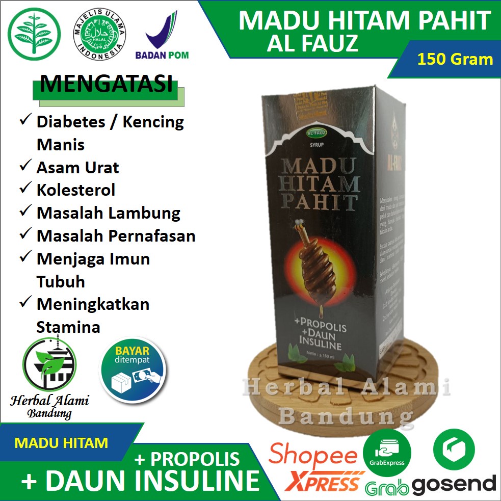 Jual Madu Hitam Pahit Plus Propolis dan Daun Insuline Al Fauz 150 Gram ...