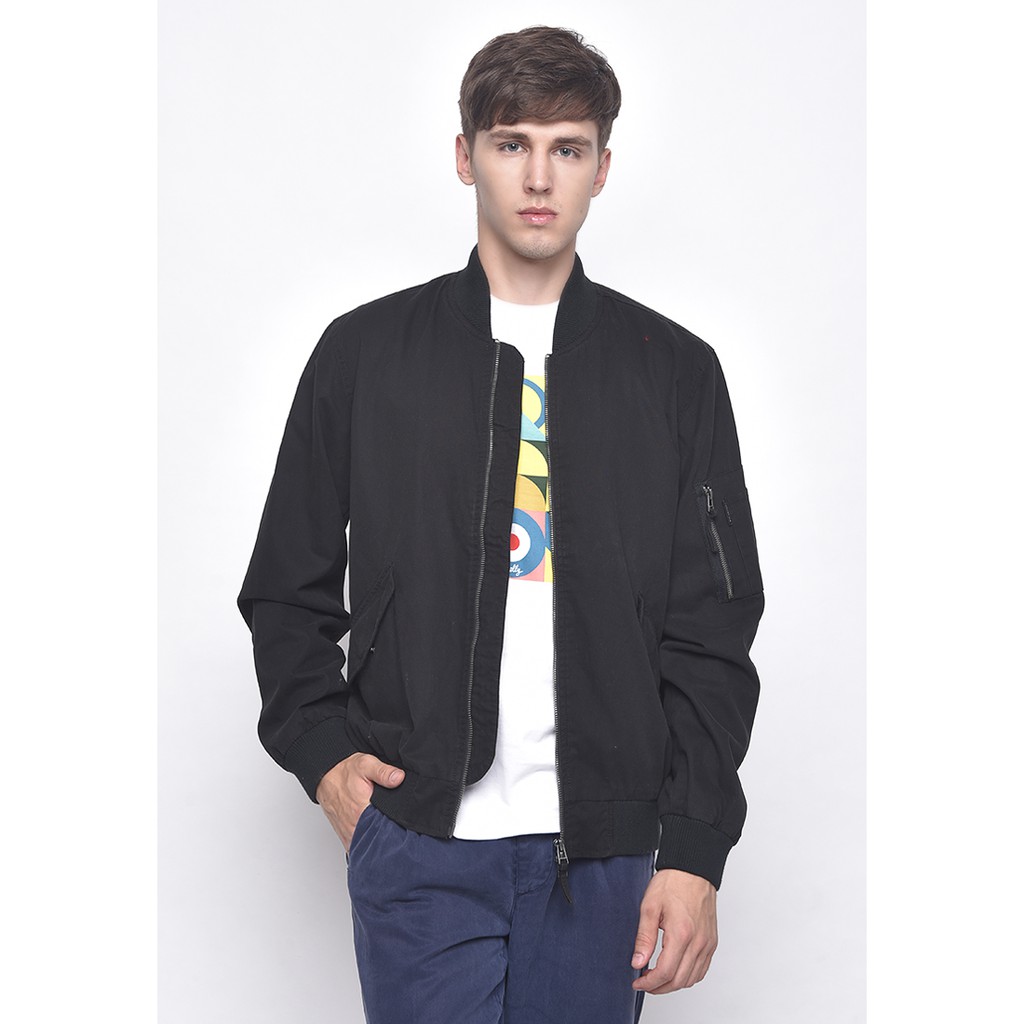 Jual SKELLY Jaket Motor Keren Pria Drew Bomber Canvas Jacket Hitam ...