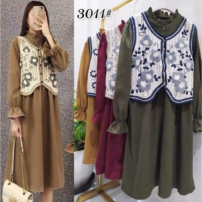 Jual INDIE DRESS WITH KNIT VEST / SETELAN DRESS ROMPI BORDIR | Shopee ...
