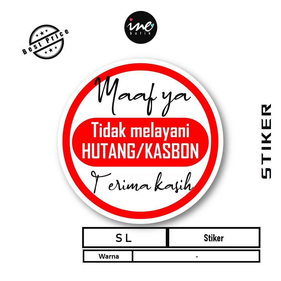 Jual STIKER DILARANG HUTANG | STIKER DILARANG KASBON | STIKER TIDAK ...
