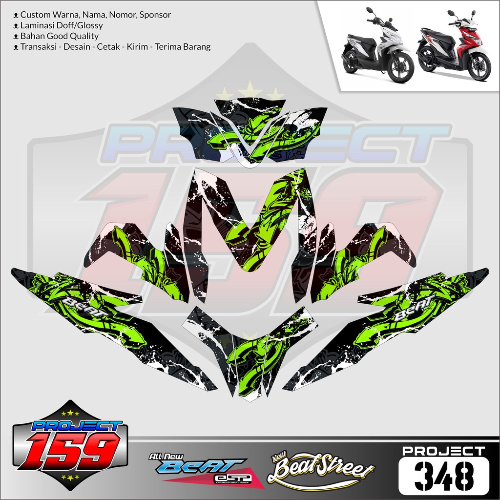 Jual Stiker Motor Beat eSP Beat Street 2017 - P-348 Graffiti Green ...