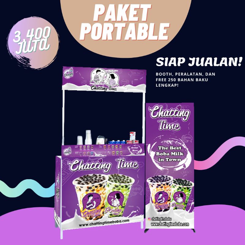 Jual Paket usaha minuman Boba Chatting Time booth portabel | Shopee ...
