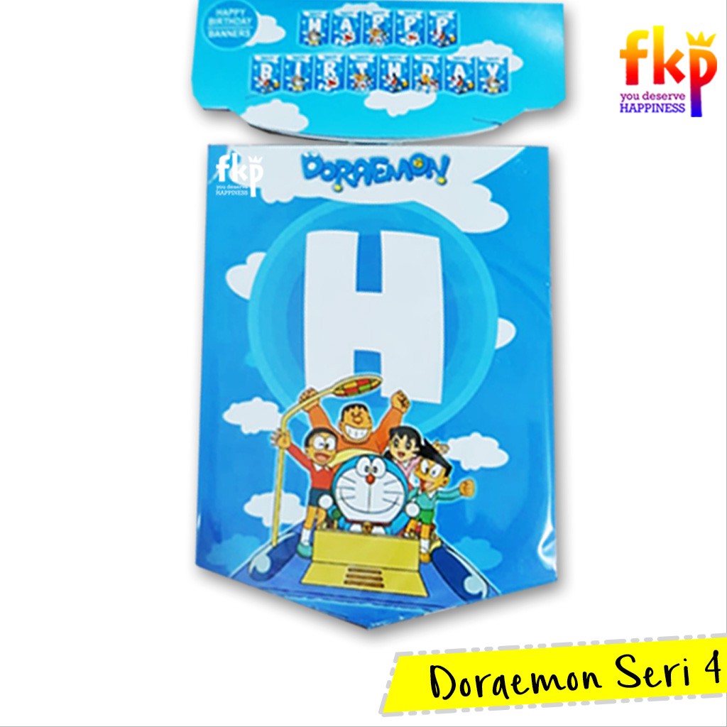 Jual FUN KIDS PARTY Banner HBD Doraemon / Bunting Flag Ultah Doraemon ...