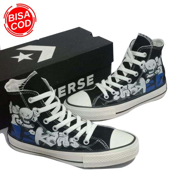Jual Sepatu Converse Kaws High Sneakers Allstar Tinggi Putih Kuning ...