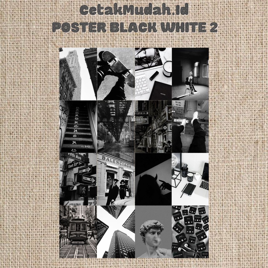 Jual [ISI 16 PCS] Poster Black White Hitam Putih Aesthetic Room Decor ...