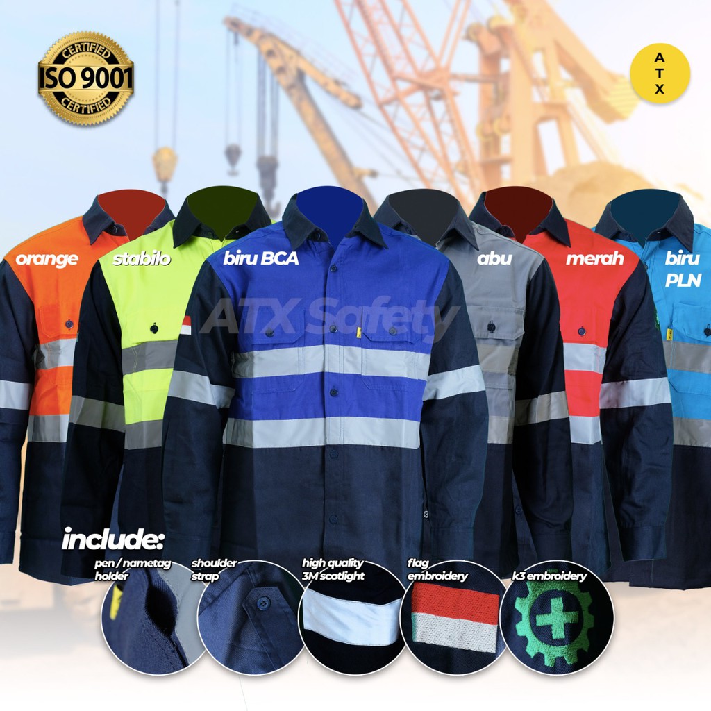 Jual Wearpack Baju Safety Baju Kerja Lengan Panjang Kombinasi Merk ATX ...