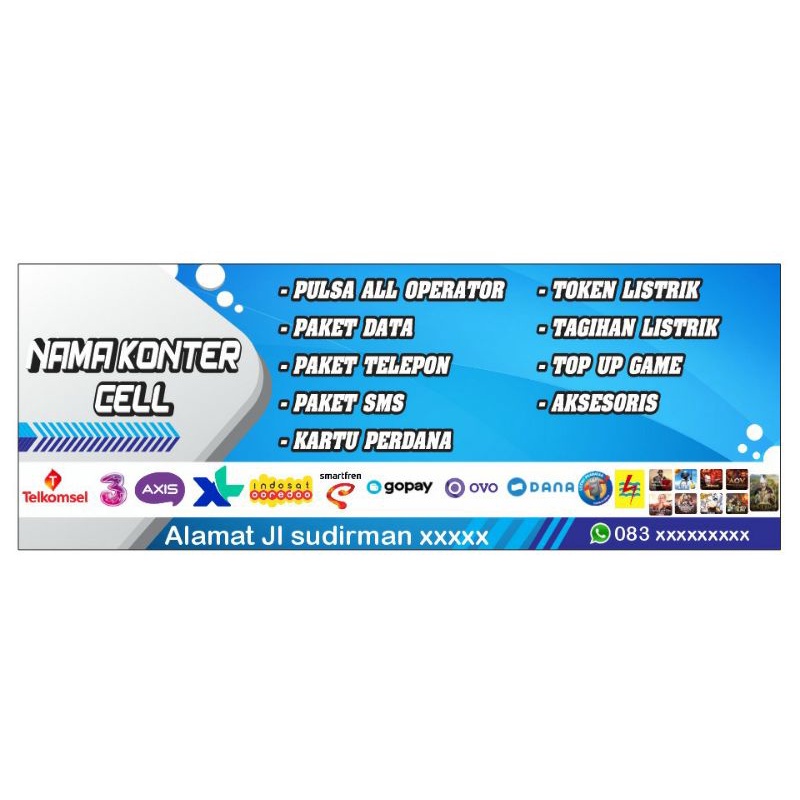 Jual SPANDUK KONTER PULSA ( Banner Pulsa ) | Shopee Indonesia