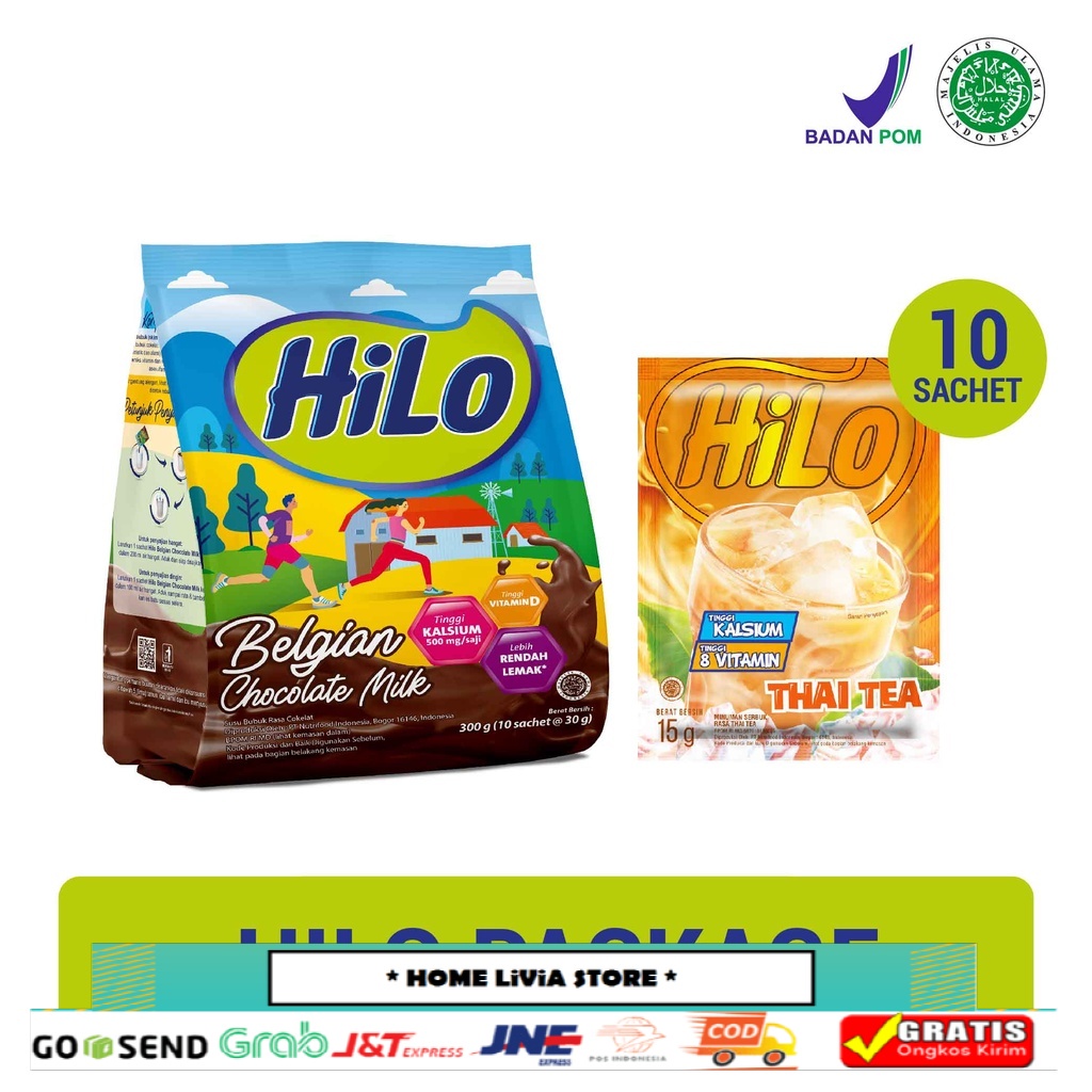 Jual HiLo Susu Active Belgian Chocolate 30 gr 10's & HiLo Thai Tea 15 ...