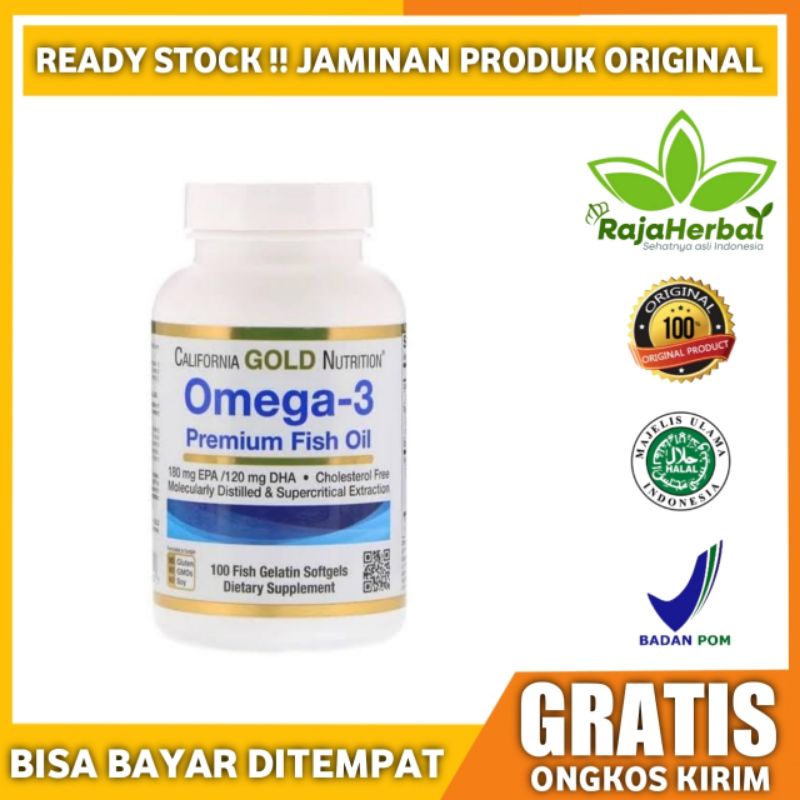 Jual California Gold Nutrition Omega 3 Premium Fish Oil 1000mg 100 Fish Gelatin Softgels ...