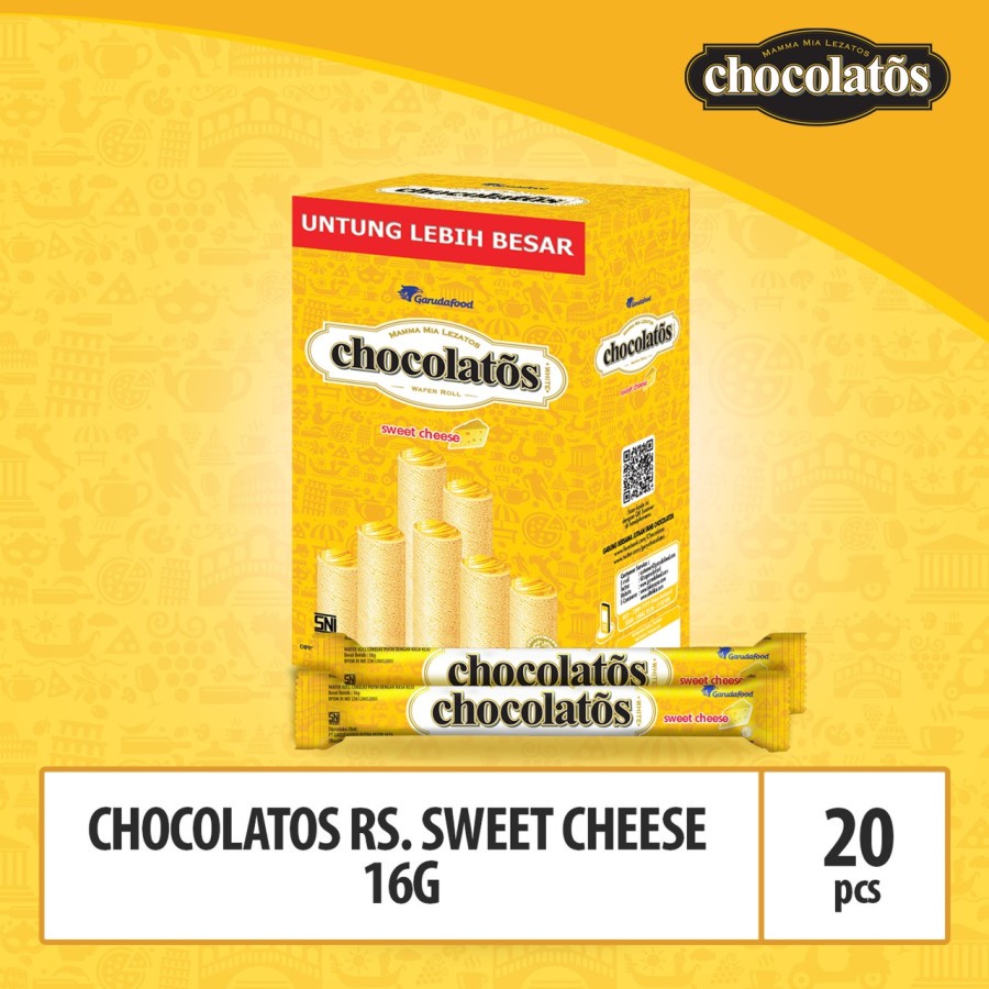 Jual WAFER ROLL CHOCOLATOS SWEET CHEESE BOX ISI 20 @ 16GR | Shopee ...