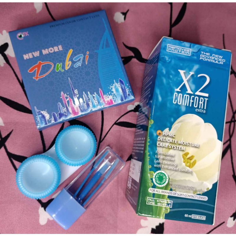 Jual Paket Softlens CTK New More Dubai Normal Dia 14,5mm + Air Softlens X2 60ml + Lenscase ...