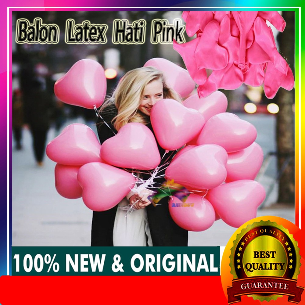 Jual BALON LATEX HATI PINK / BALON LATEX LOVE PINK /BALOON LATEX HEART ...